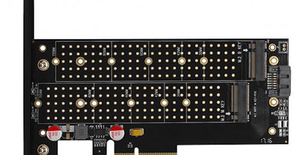 Adaptor Intern PCEM2-D PCI-E 3.0 4x - DUAL M.2 SSD (NVMe + SATA) Voltaj ...